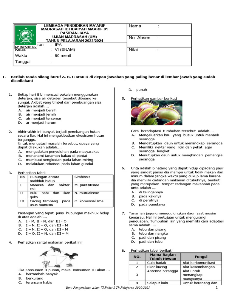SOAL UM IPA Fix | PDF