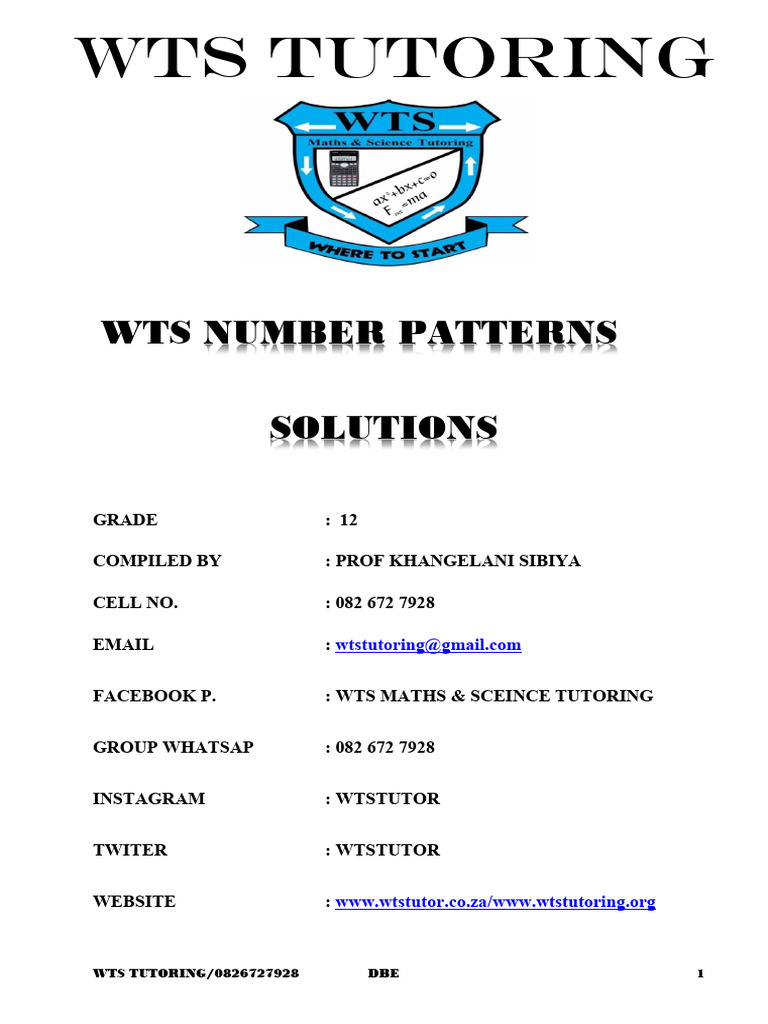 2022 WTS 12 Number Patterns Solutions | PDF