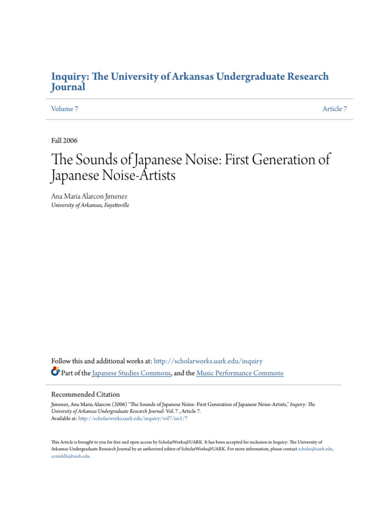 The Sounds of Japanese Noise - First Generation of Japanese Noise | PDF ...