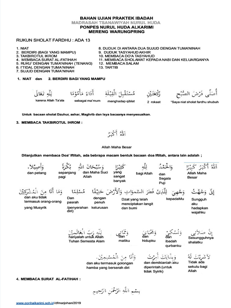 Doa Dan Arti Bacaan Salat | PDF