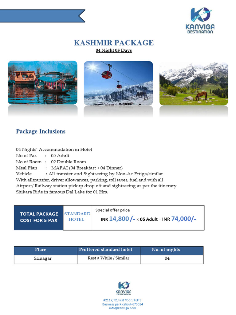 KASHMIR PACKAGE OCT 5 PAX | PDF | Fee