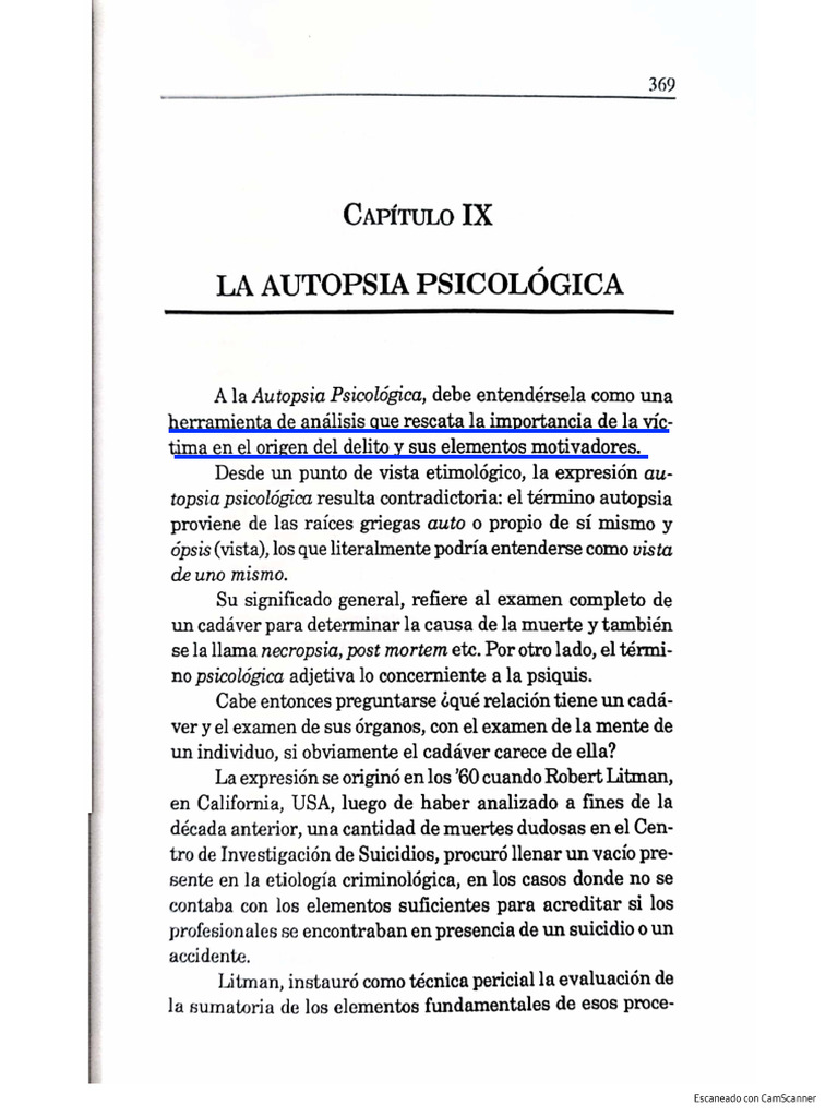 Capitulo Ix. La Autopsia Psicologica. Protocolo | PDF