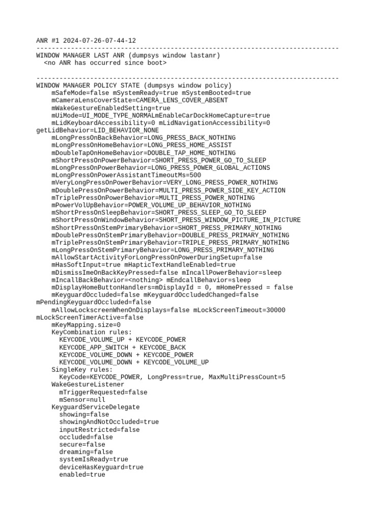 Dumpsys ANR WindowManager | PDF | System Software | Mobile Computers