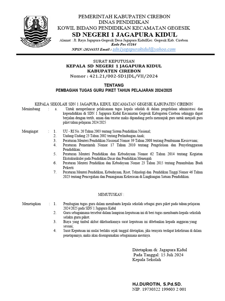 SK Guru Piket 2024-2025 | PDF