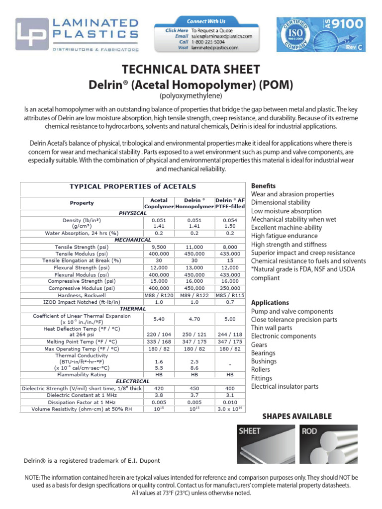 Delrin MSDS | PDF | Applied And Interdisciplinary Physics | Mechanical ...