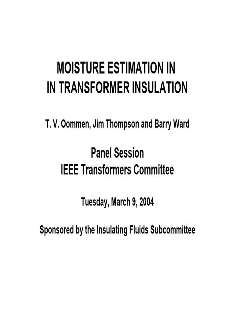 IEEE Moisture Estimation in Transformer Insulation | PDF | Dielectric | Solubility