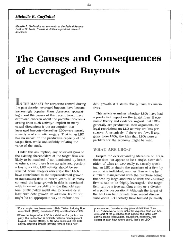 LBO - Causes and Consequences | PDF | Leveraged Buyout | Debt
