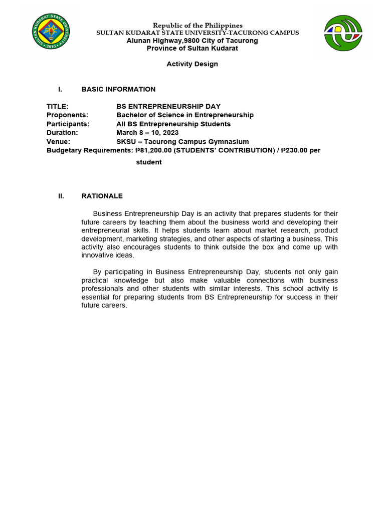 AD For BS Entrep Day - FINAL FINAL | PDF | Entrepreneurship | Creativity