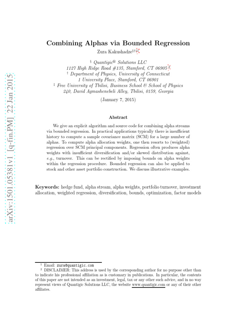 Combining Alphas Via Bounded Regression | PDF | Principal Component ... Combining Alphas Via Bounded Regression | PDF | Principal Component ...