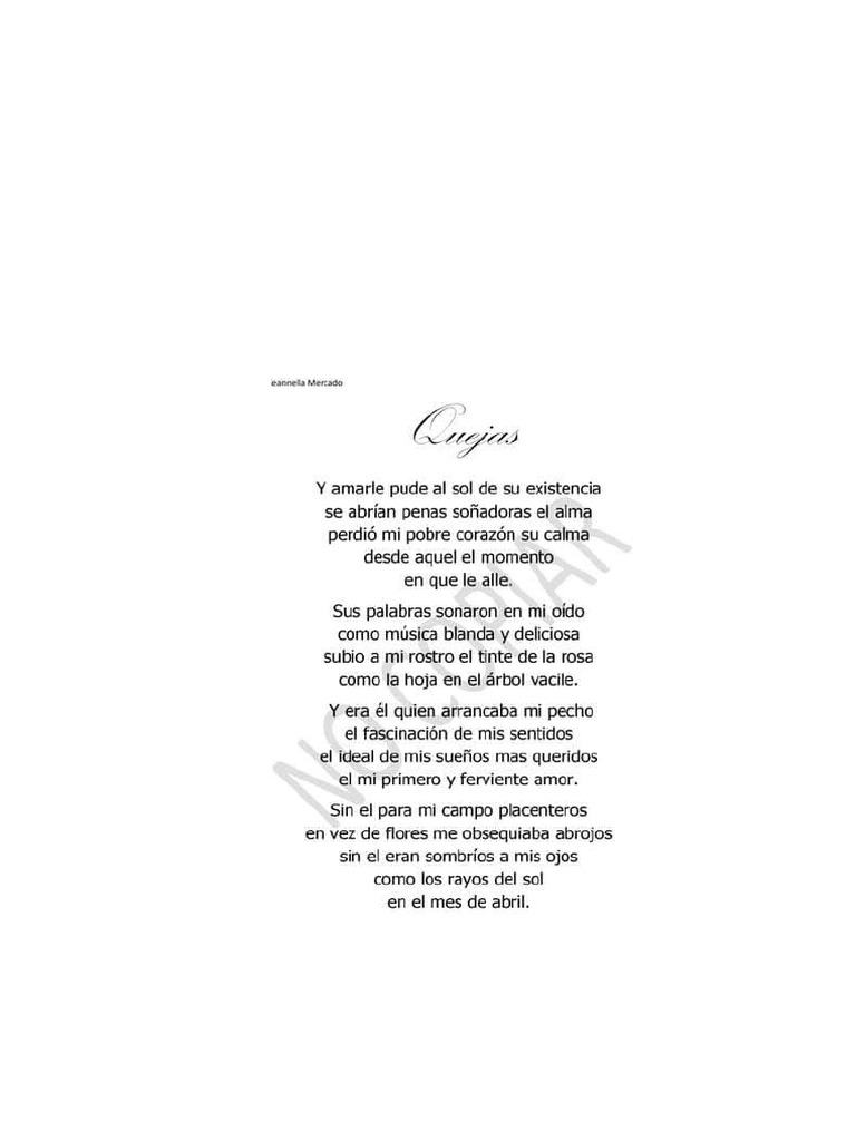Poema Quejas | PDF