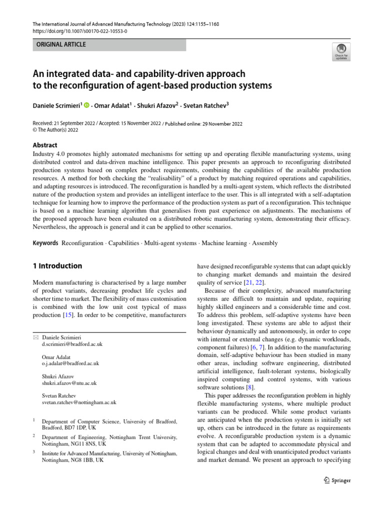 An Integrated Data-And Capability-Driven Approach To The Reconfiguration of Agent-Based ...