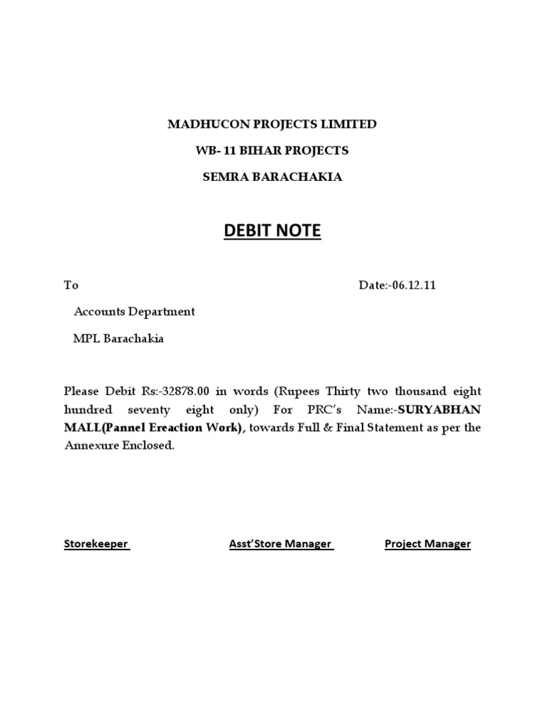 Debit Note Formate | PDF