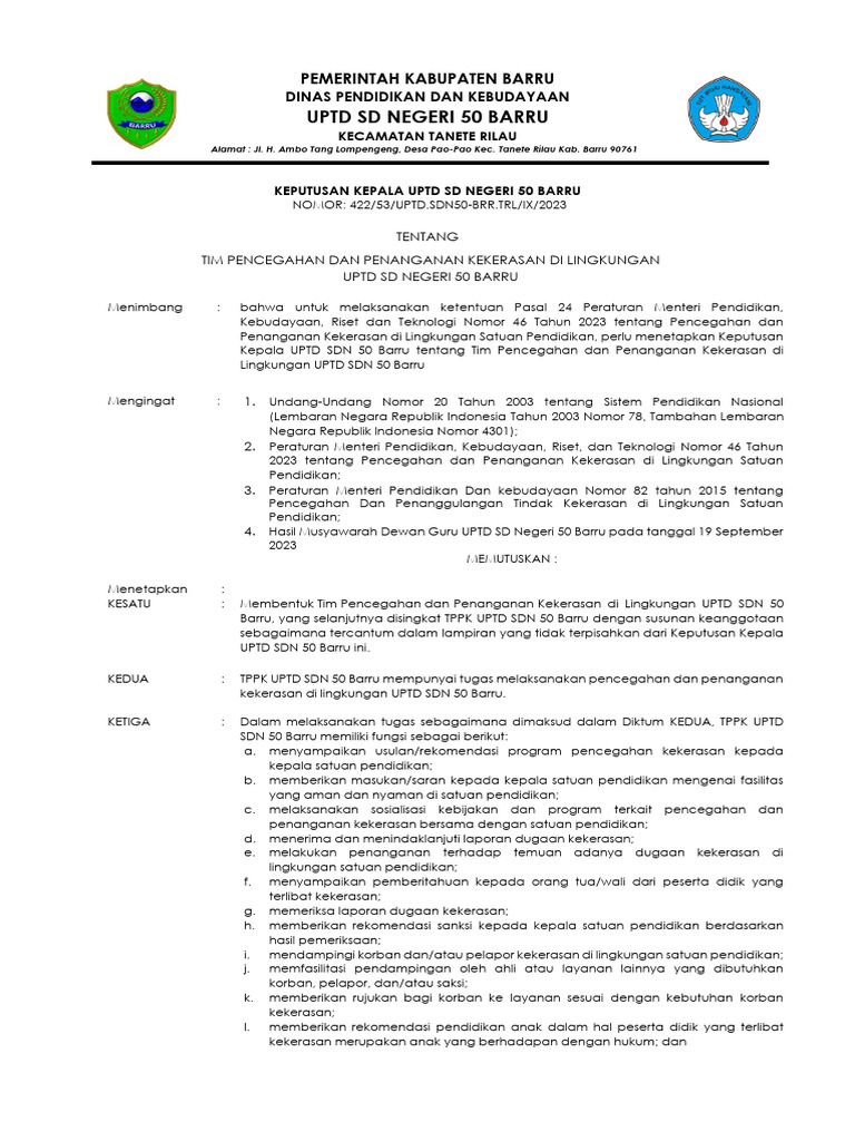 SK TPPK Uptd SDN 50 Barru | PDF