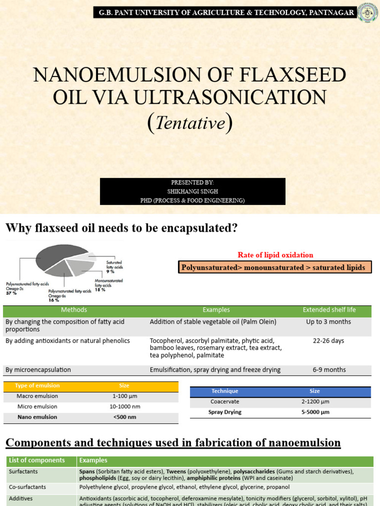 Nanoemulsion of Flaxseed Oil and Tween 80 | PDF | Emulsion | Polyphenol