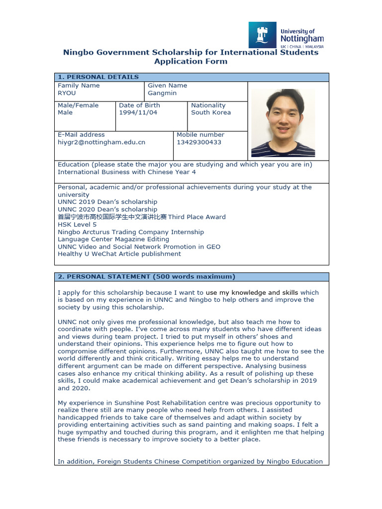 Ningbo Government Scholarship Application Pdf Expert Learning