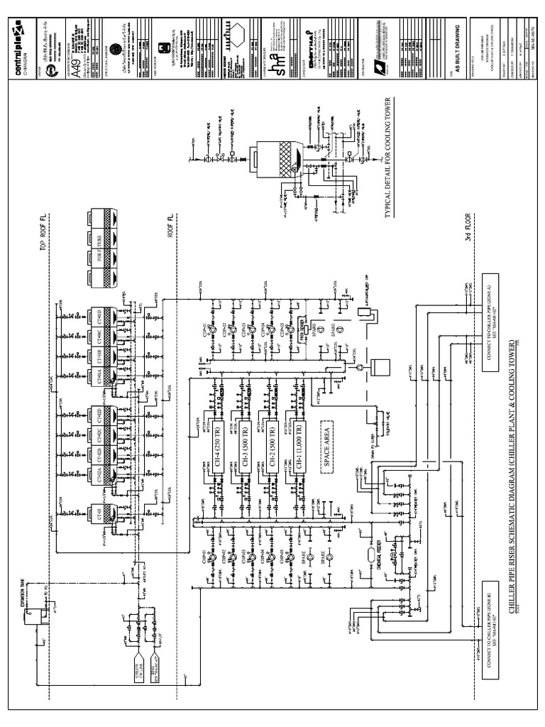 Chiller Pipe Riser Schematic Diagram Chiller Plant Cooling Tower A1 1 | PDF