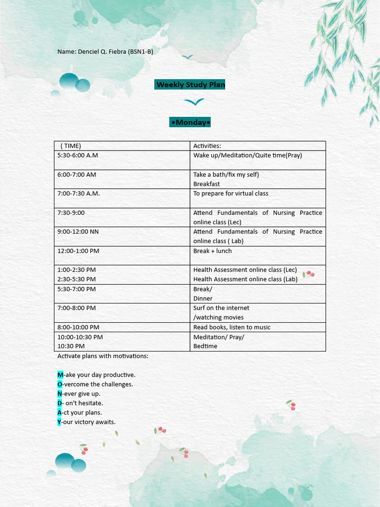 Weekly Study Pl-Wps Office | PDF