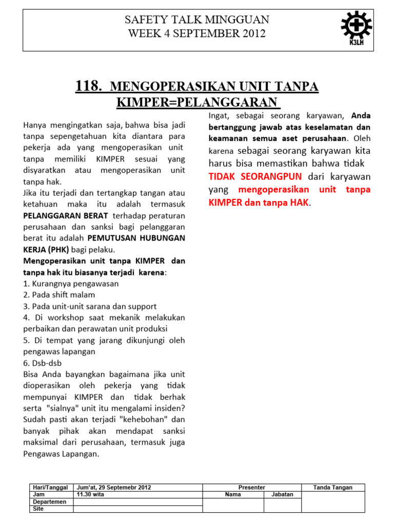 Pelanggaran KIMPER dan PHK Karyawan | PDF | Teknologi & Rekayasa
