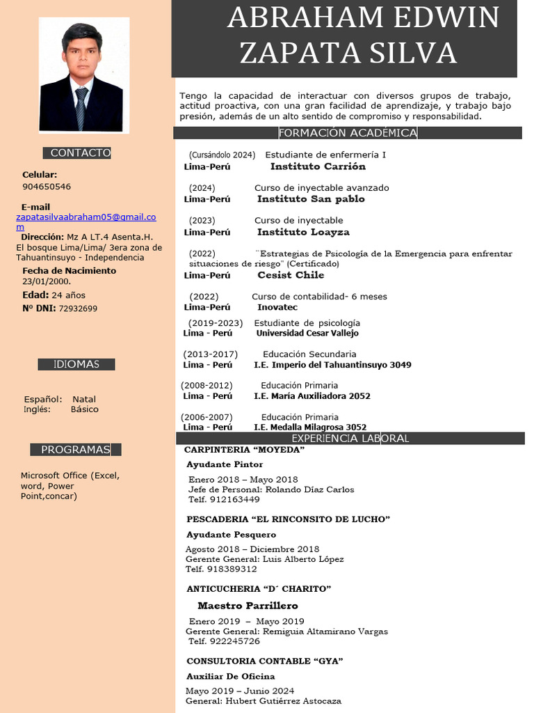 CV Abraham Zapata Silva | PDF | Crecimiento personal y profesional