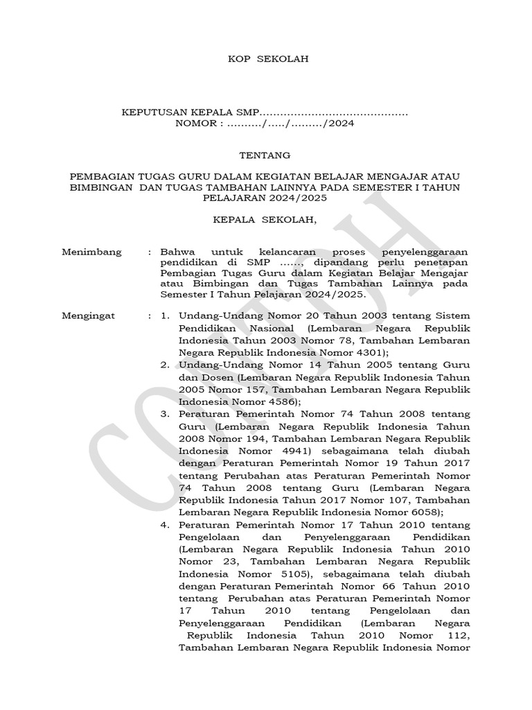 Draf SK Kepsek KBM 2024 | PDF