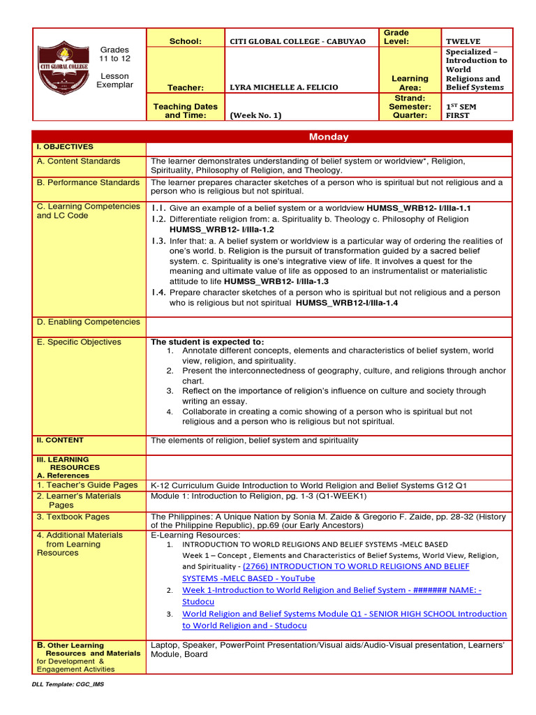 Grade 12 World Religions Curriculum Guide | PDF | Monotheism | Polytheism