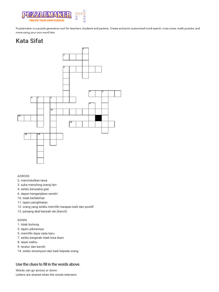 TTS Kata Sifat Bahasa Indonesia | PDF