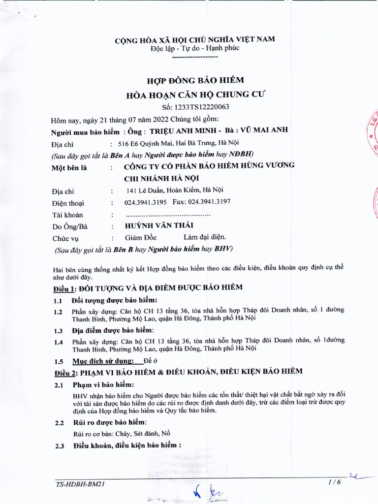 HD BH HH CHCC Trieu Anh Minh | PDF