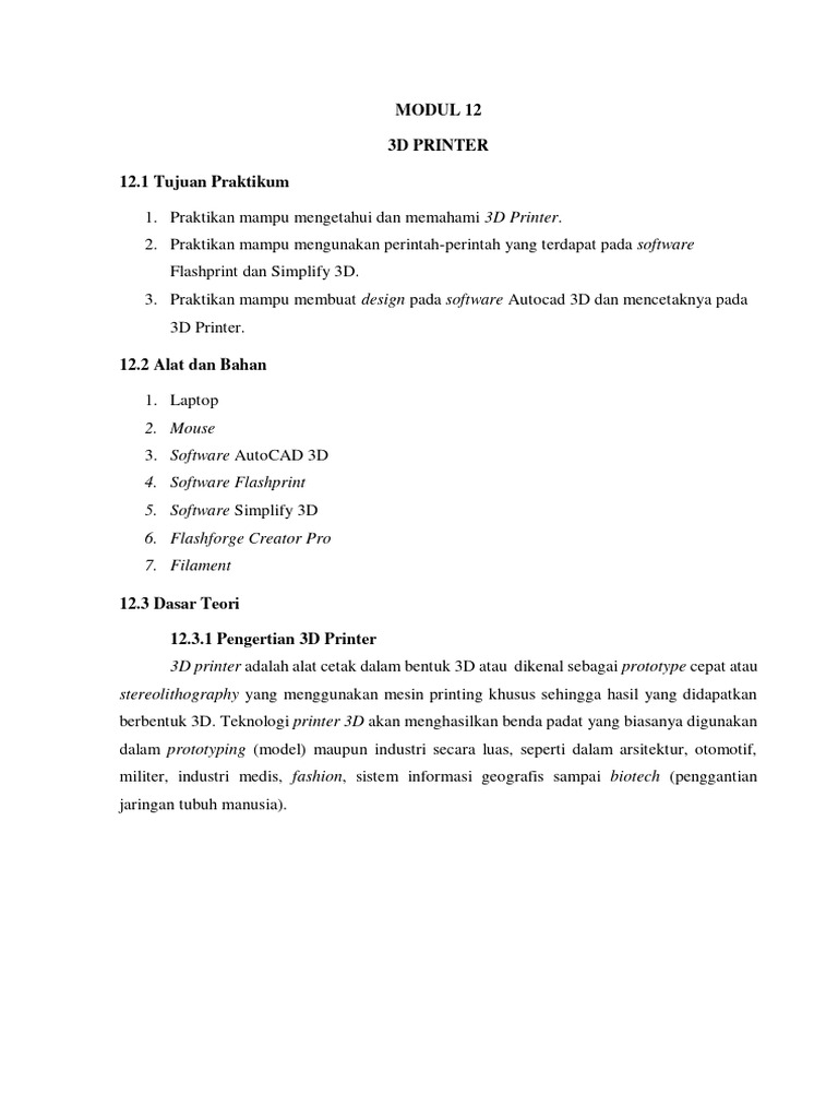 Modul 12 3D Printer | PDF | Game & Aktivitas | Komputer