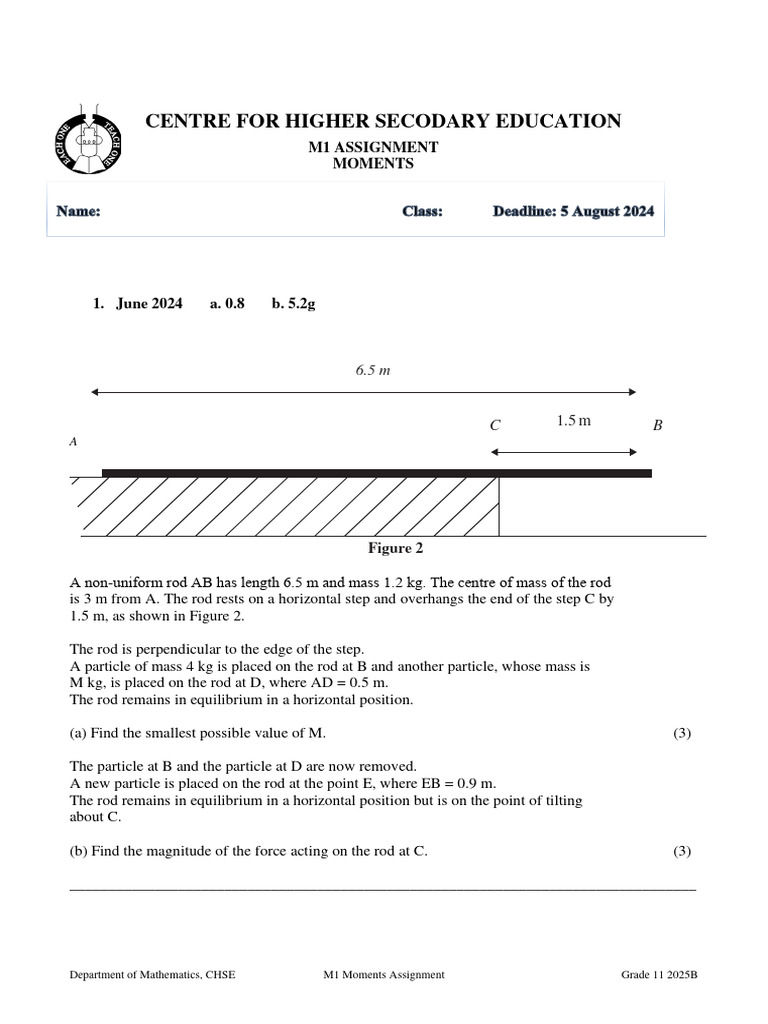 M1 Moments Assignment July 2024 | PDF | Physical Phenomena | Physical ...