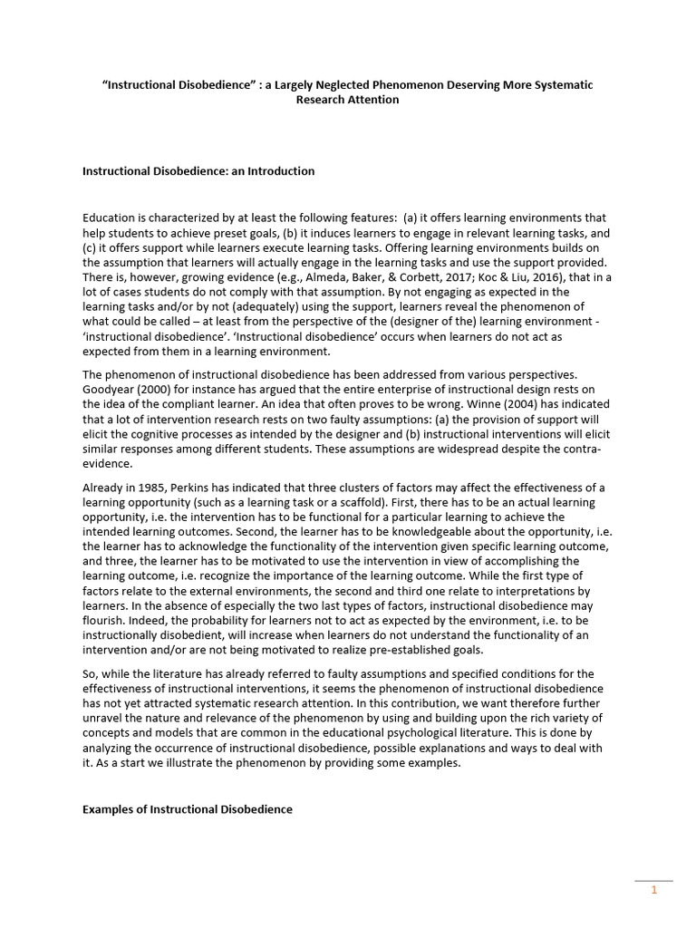 Instructional Disobedience | PDF | Learning | Instructional Design