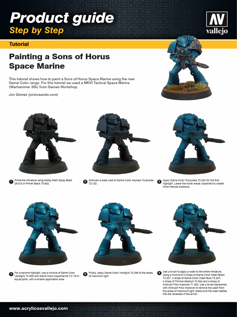 Vallejo Stepbystep Painting A Sons of Horus Space Marine EN | PDF | Artistic Techniques | Paintings