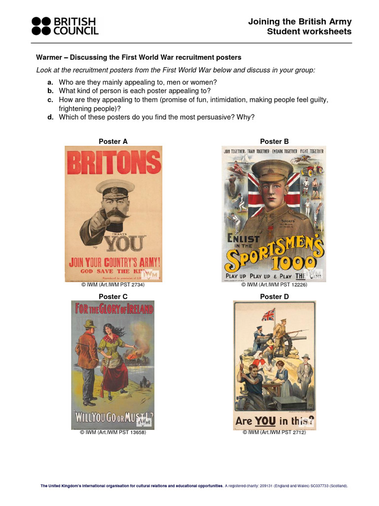 Joining The British Army-Student Worksheet | PDF