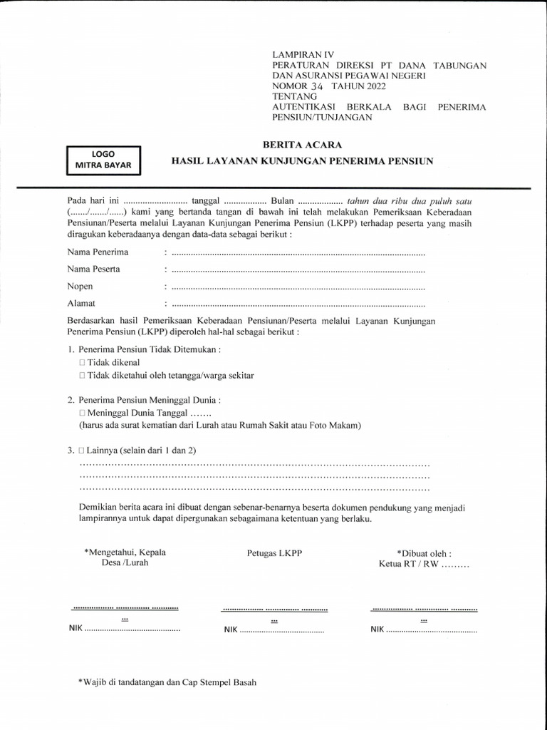 Form Ba LKPP Mitra Bayar | PDF