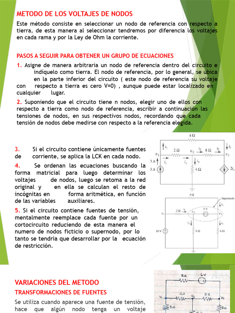 Metodo de Los Voltajes de Nodos: Pasos A Seguir para Obtener Un Grupo de Ecuaciones 1 | PDF ...