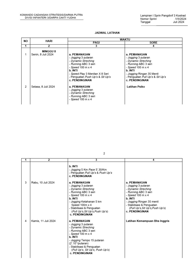 Jadwal Lat Mggu Ii Juli | PDF