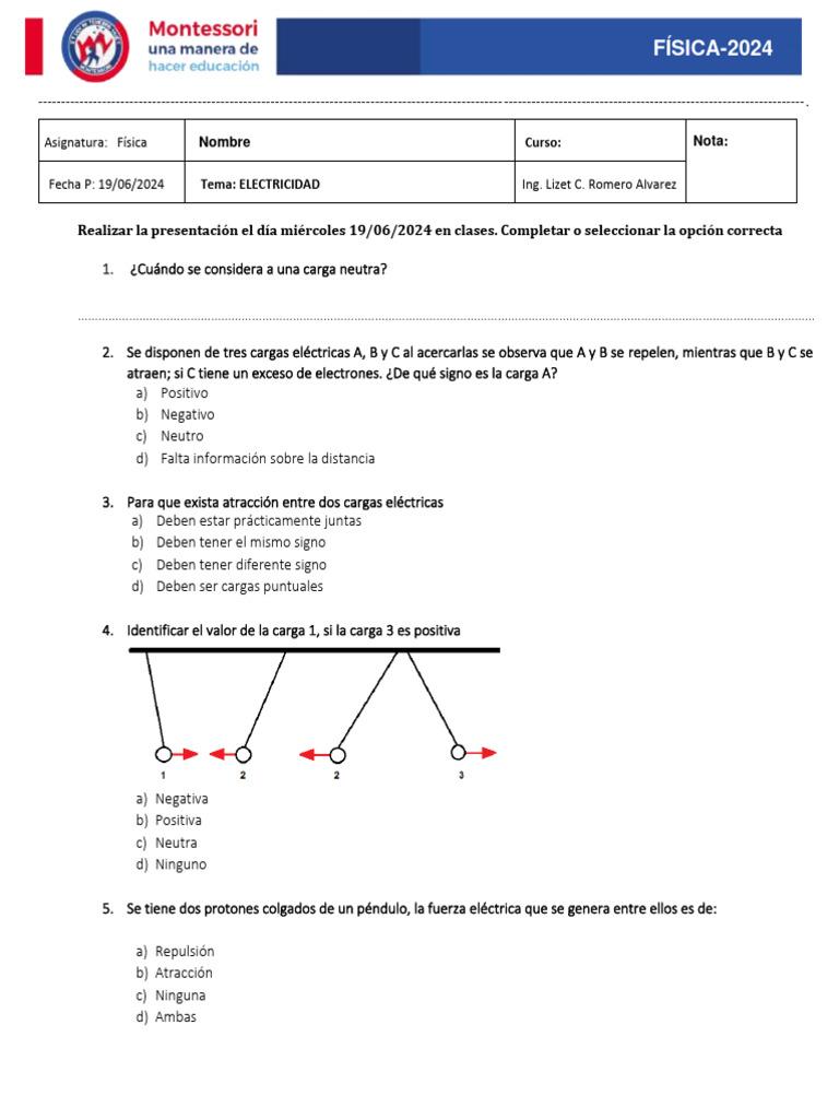 Práctica Electricidad | PDF | Carga eléctrica | Electrón