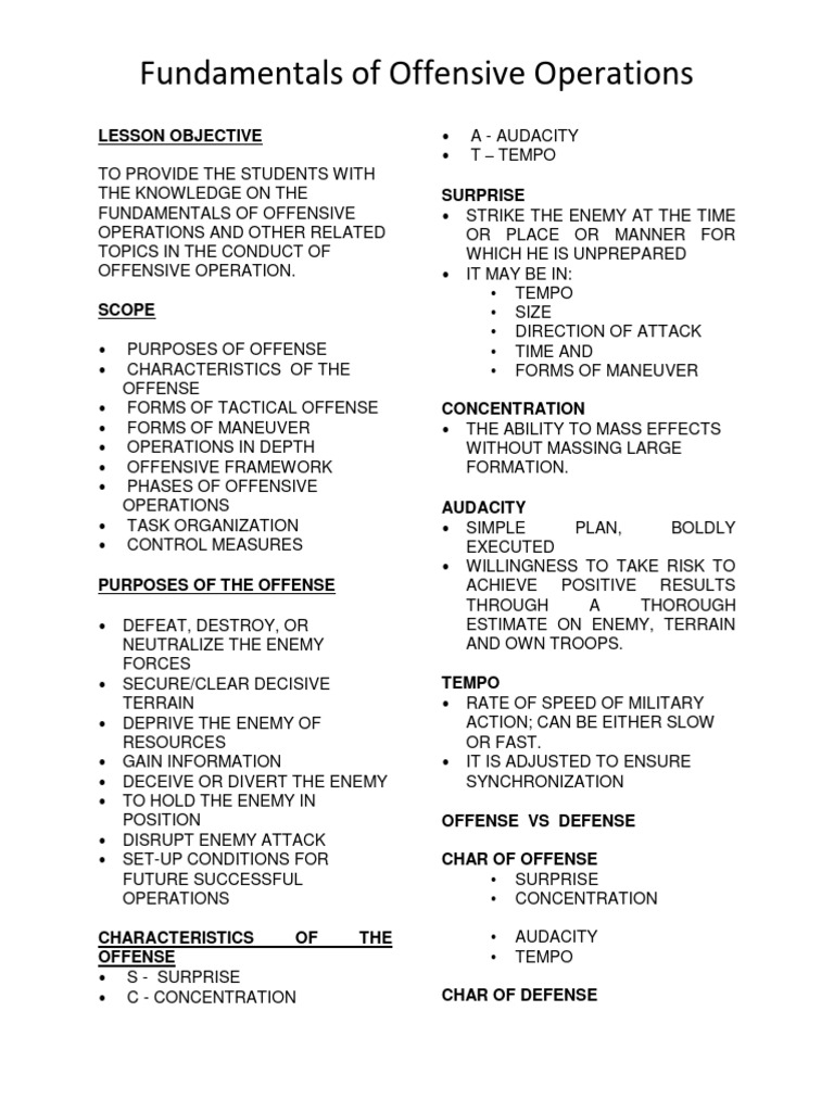 6.2 Fundamentals of Offensive Operations | PDF | Maneuver Warfare | Reconnaissance