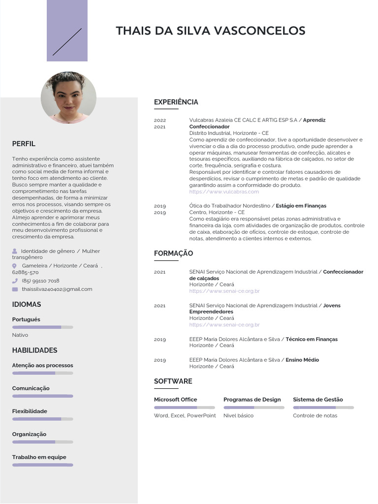 Perfil Profissional: Assistente e Social Media | PDF | Aprendizado ...