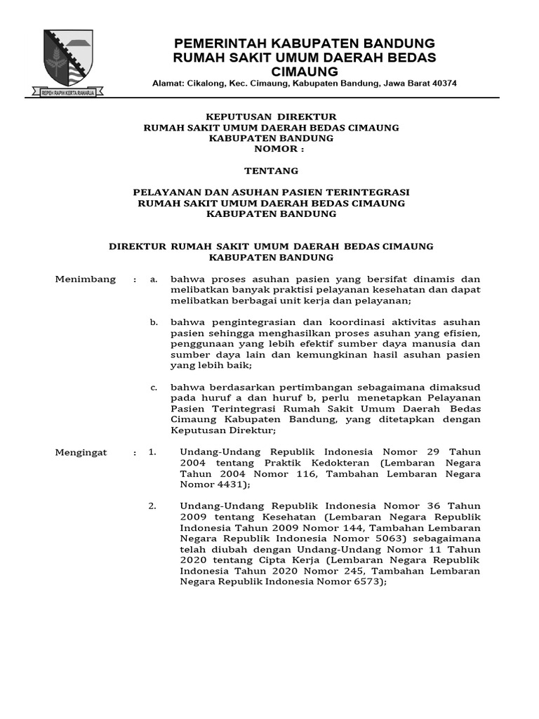 2022 SK Kebijakan Pelayanan Terintegrasi REVISI SCAN | PDF