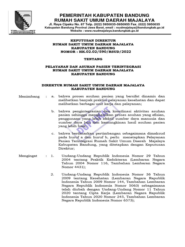2022 SK Kebijakan Pelayanan Terintegrasi REVISI SCAN | PDF | Pengelolaan Keuangan & Uang