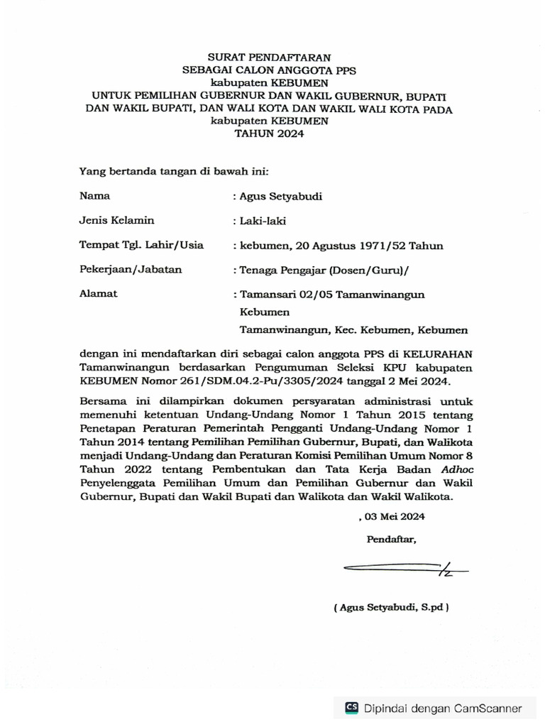 SURAT PENDAFTARAN | PDF