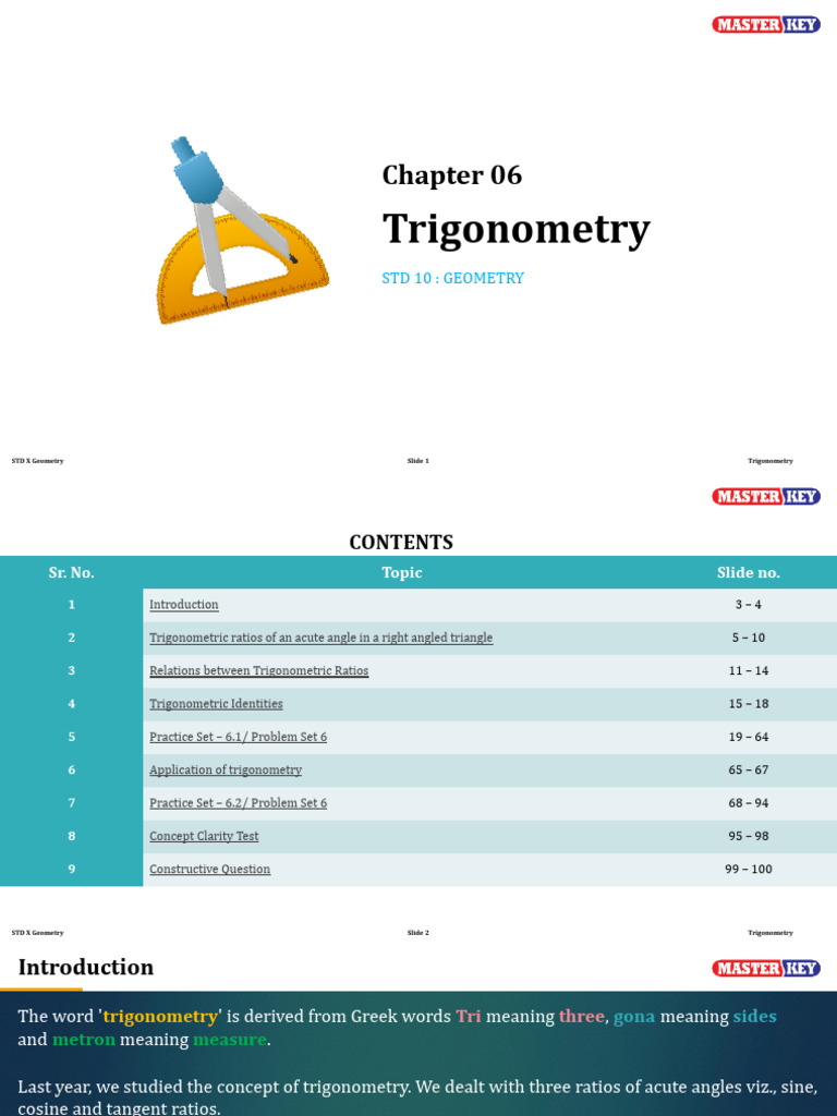 703c3-Mkey-T3 std10 Geometry ch06 | PDF | Trigonometric Functions | Trigonometry