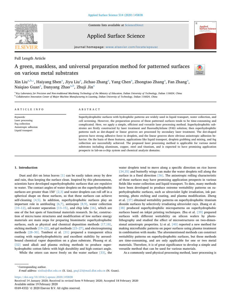 A Green Maskless and Universal Preparation Method For Pa - 2020 ...