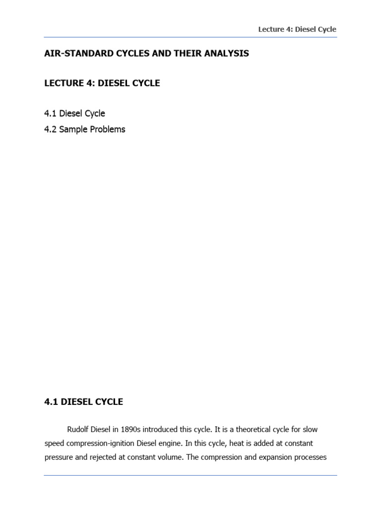 Diesel Cycle Pdf Diesel Engine Mechanical Engineering