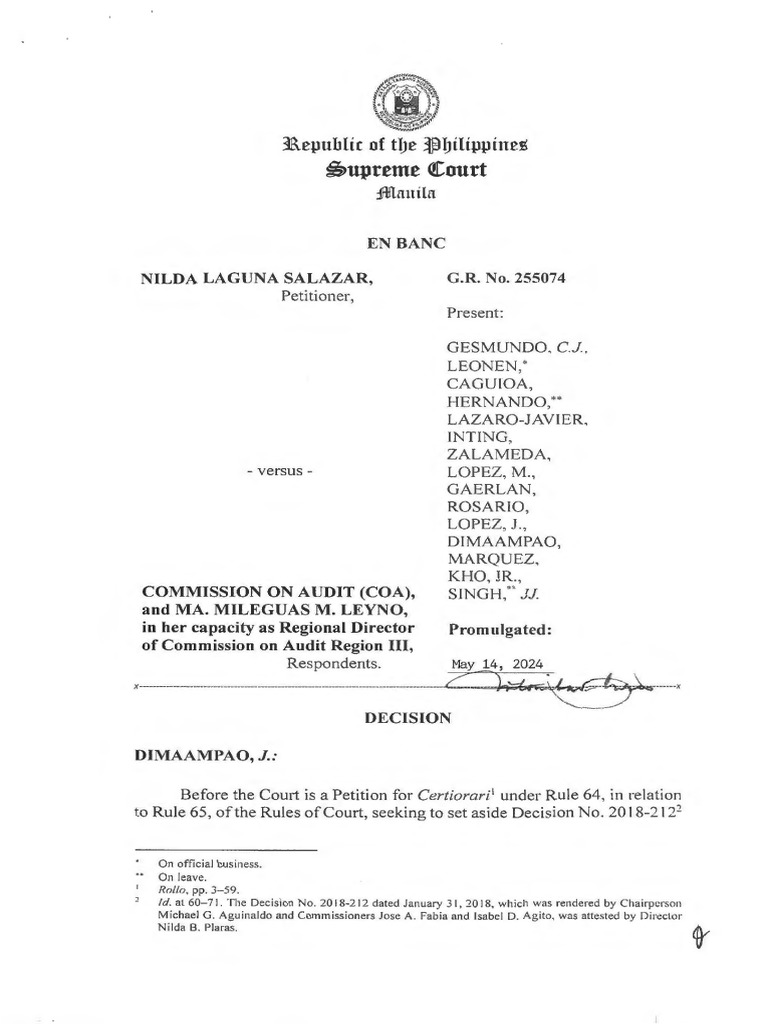 Salazar Vs COA - Members of The BAC Must Include From The Engineering ...