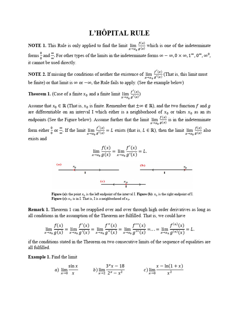 Handout 3-Lhopital-Rule | PDF | Interval (Mathematics) | Infinity
