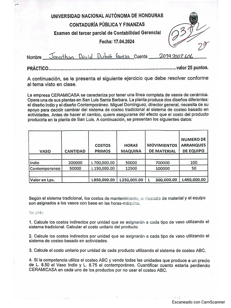 Examen 3 Contabilidad Gerencial | PDF
