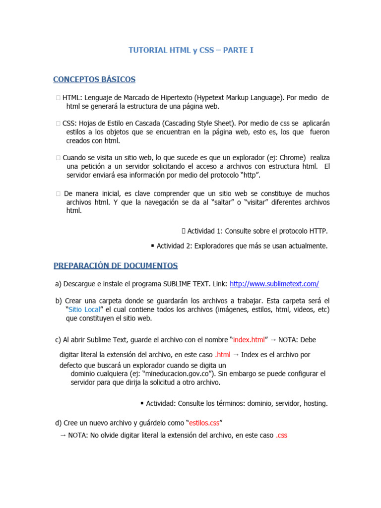 Guía HTML y CSS | PDF | HTML | Servidor web