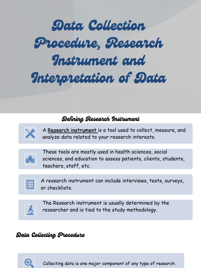 1 Data Collection Procedure Research Instrument and Interpretation of ...