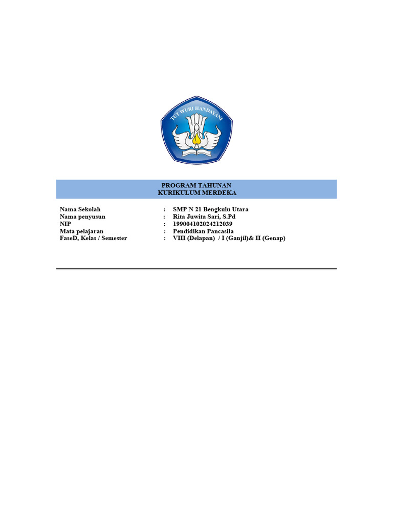 Program Tahunan Pancasila SMP N 21 | PDF